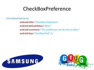 Android Preferences | PPTX | Operating Systems | Computer Software and Applications