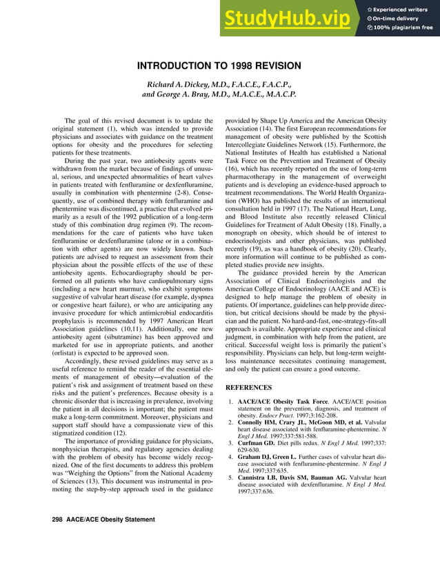 AACE ACE POSITION STATEMENT ON THE PREVENTION, DIAGNOSIS, AND TREATMENT ...