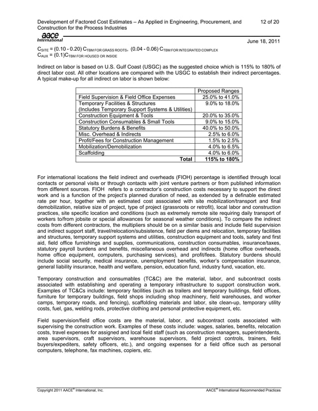 Aace factored cost estimation | PDF | Physics | Science