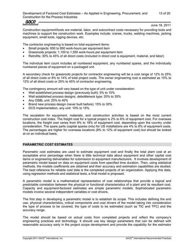 Aace factored cost estimation | PDF | Physics | Science