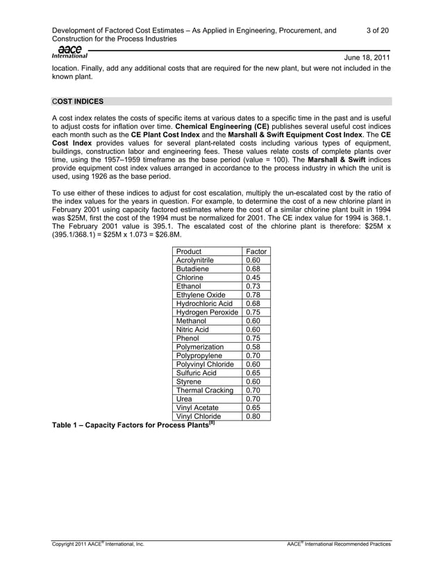 Aace factored cost estimation | PDF | Physics | Science