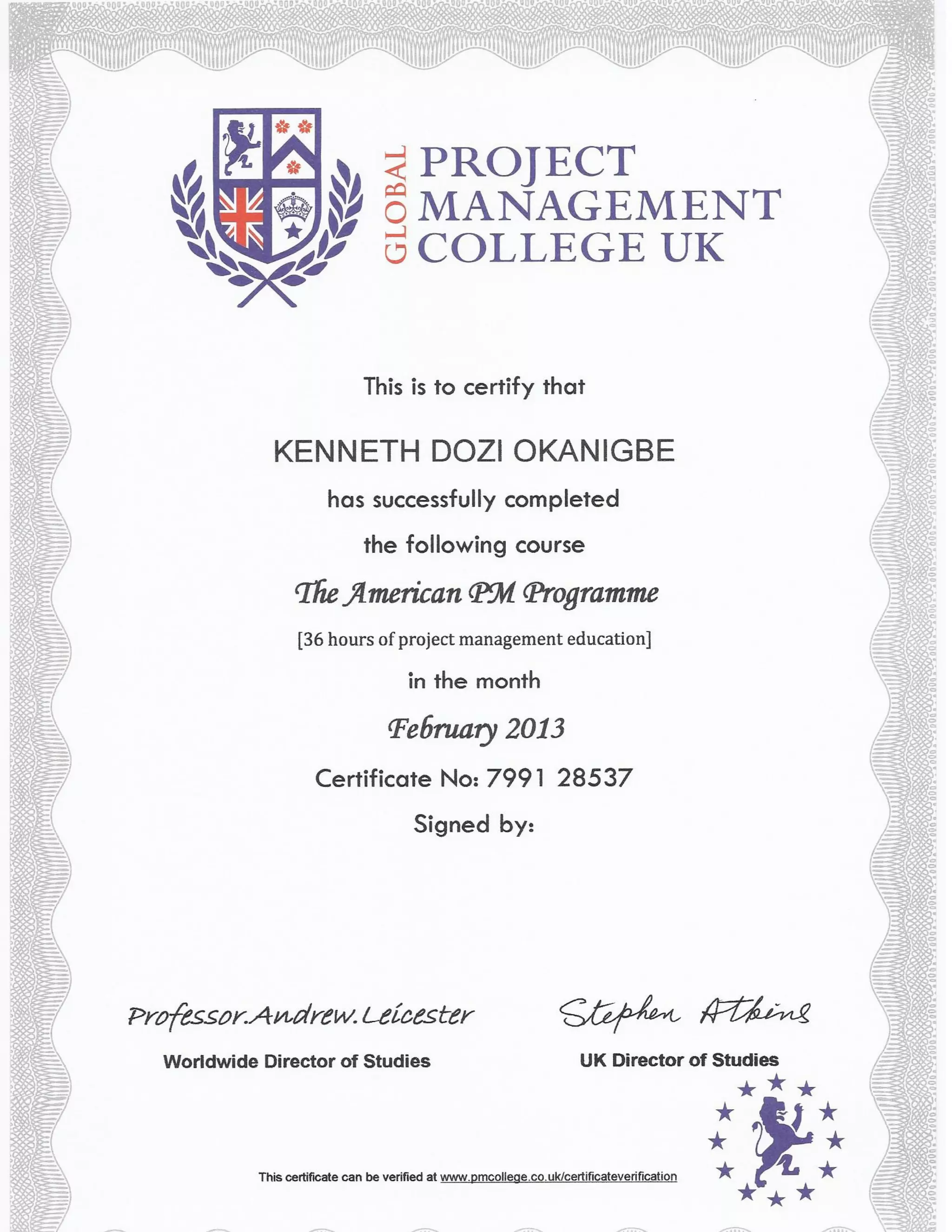 PM College UK - APMP Certificate | PDF