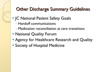 Improving Timeliness and Quality: Discharge Summaries Dictated by Internal Medicine Residents | PPT