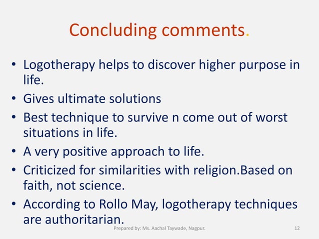 logo therapy techniques by V. Frankl | PPSX | Physical Therapy | Wellness