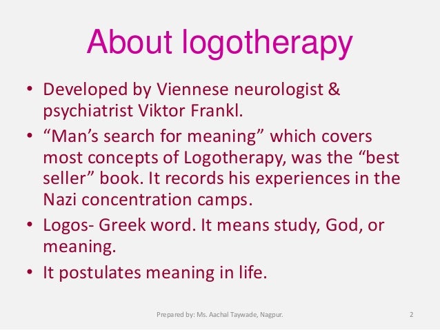 logo therapy techniques by V. Frankl