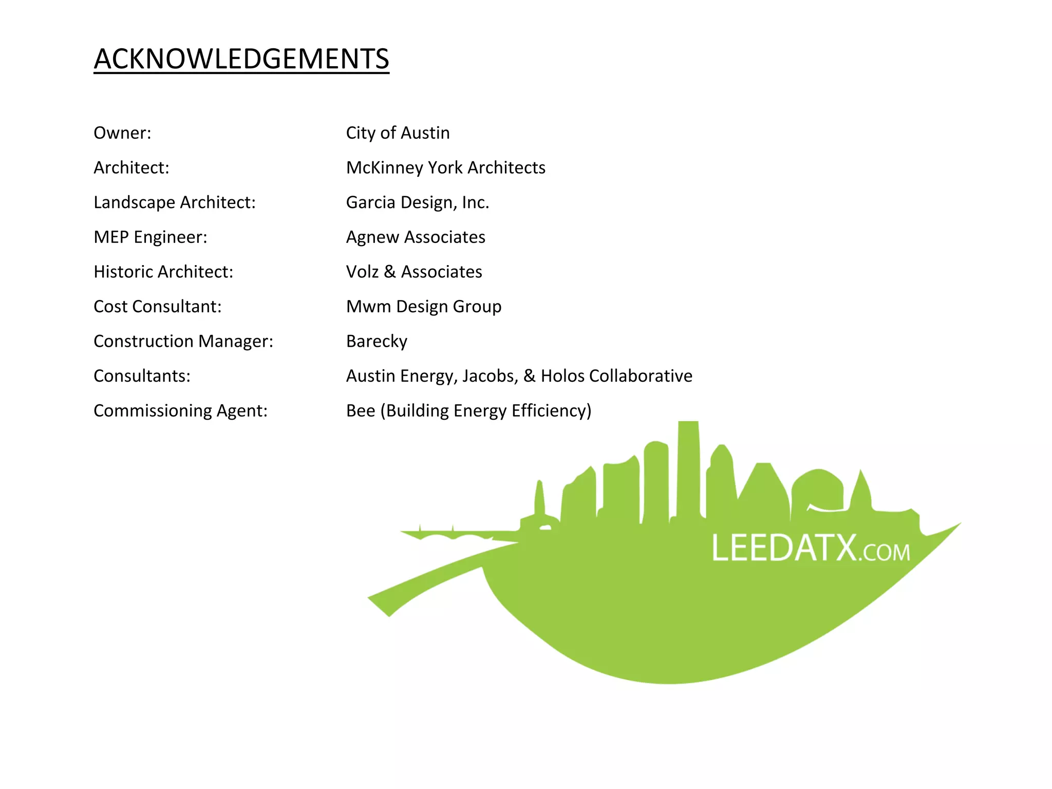 Austin's African American Cultural & Heritage Facility -LEED Profile | PPT