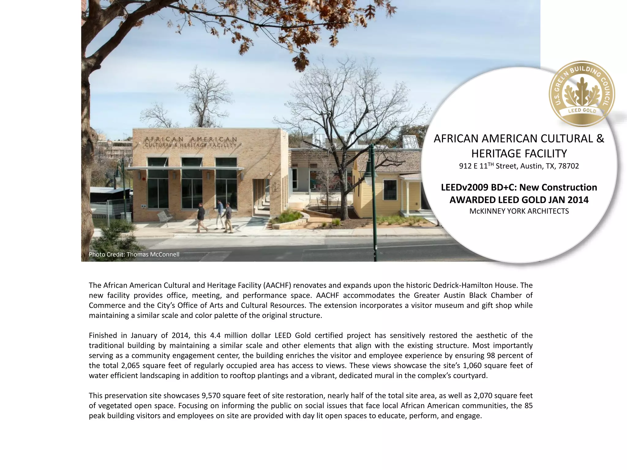 Austin's African American Cultural & Heritage Facility -LEED Profile | PPT