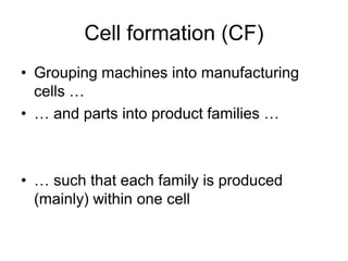 Applications of the PMP. Cell Formation in Group Technology | PDF