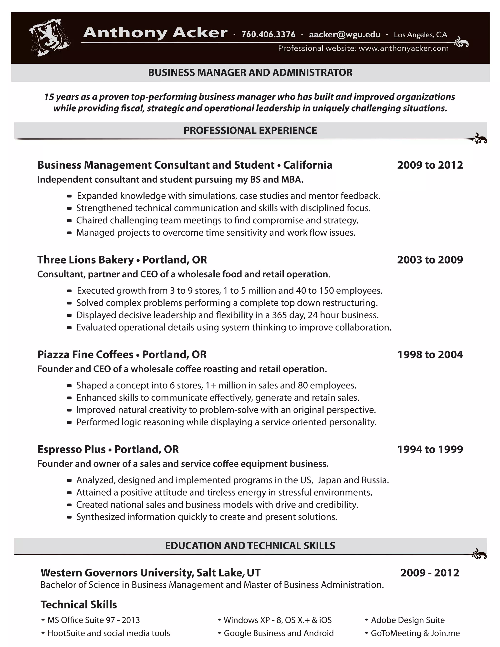 A. Acker Resume | PDF | Business Administration | Business