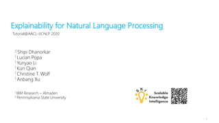 Explainability for Natural Language Processing | PPT