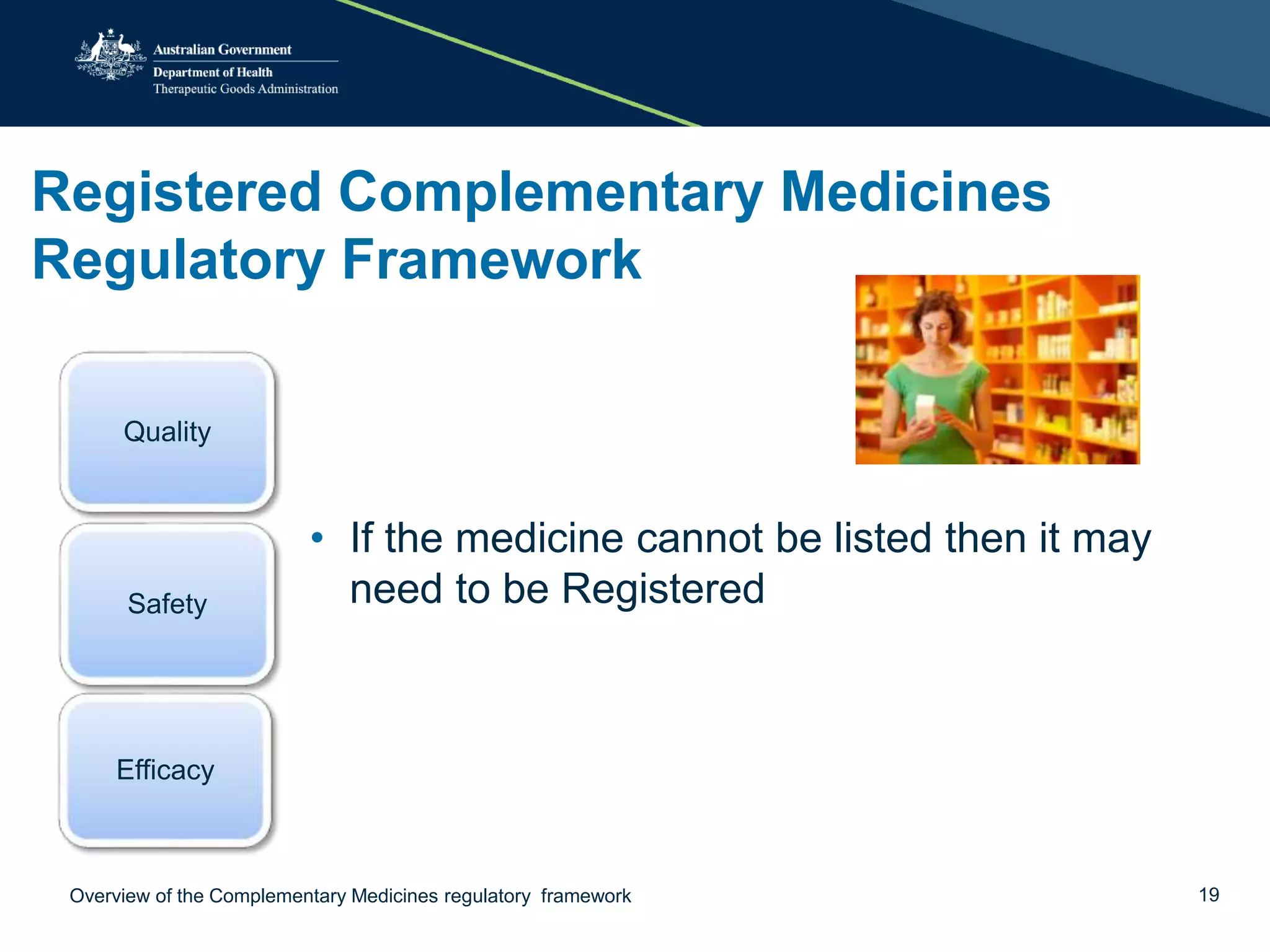 Overview of the Complementary Medicines regulatory framework | PPTX