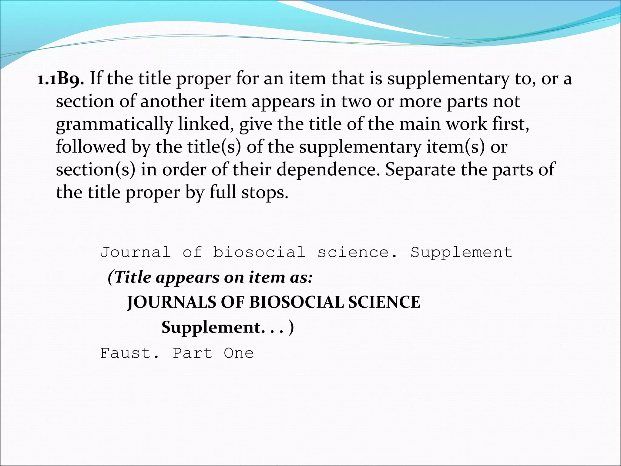 AACR2 8 Areas of Bibliographic Description | PPT