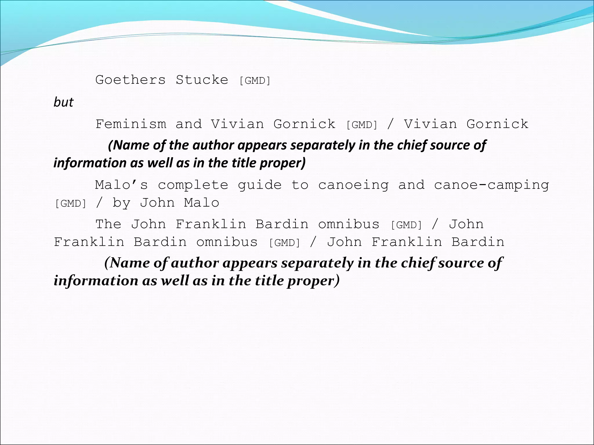 AACR2 8 Areas of Bibliographic Description | PPT