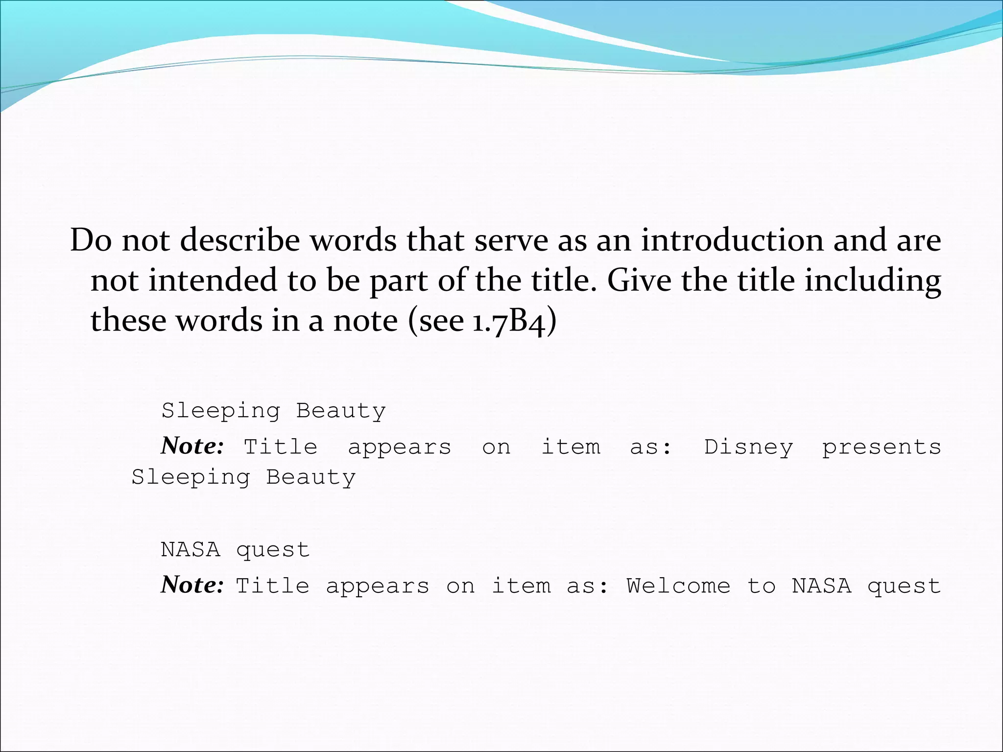 AACR2 8 Areas of Bibliographic Description | PPT