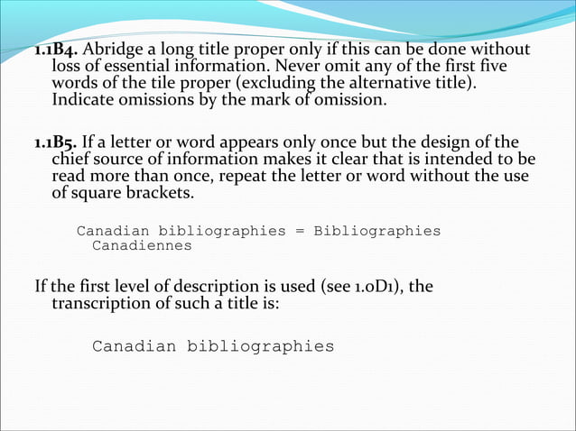 AACR2 8 Areas of Bibliographic Description | PPT