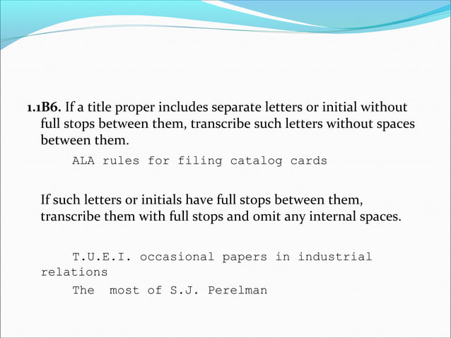 AACR2 8 Areas of Bibliographic Description | PPT