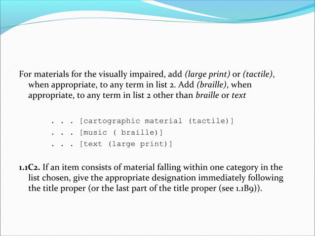 AACR2 8 Areas of Bibliographic Description | PPT