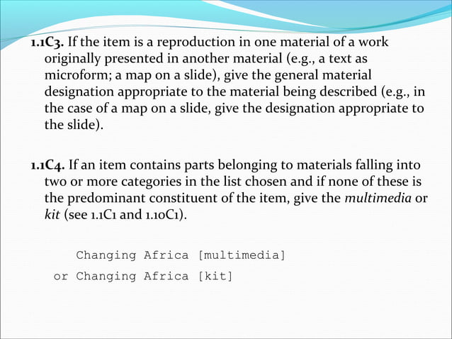 AACR2 8 Areas of Bibliographic Description | PPT