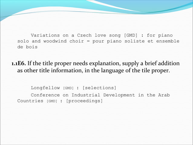 AACR2 8 Areas of Bibliographic Description | PPT