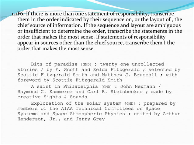 AACR2 8 Areas of Bibliographic Description | PPT