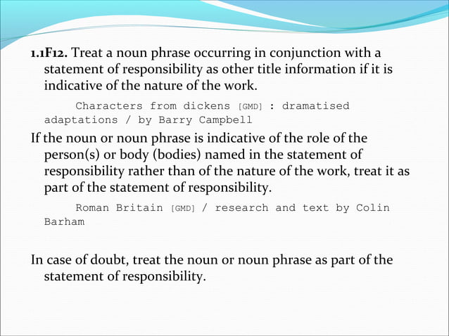 AACR2 8 Areas of Bibliographic Description | PPT