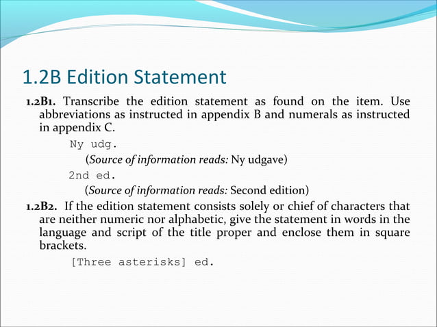 AACR2 8 Areas of Bibliographic Description | PPT