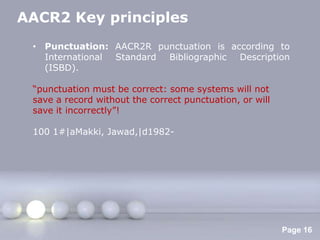 Anglo American Cataloging Rules 2nd Ed. - AACR2 | PPTX
