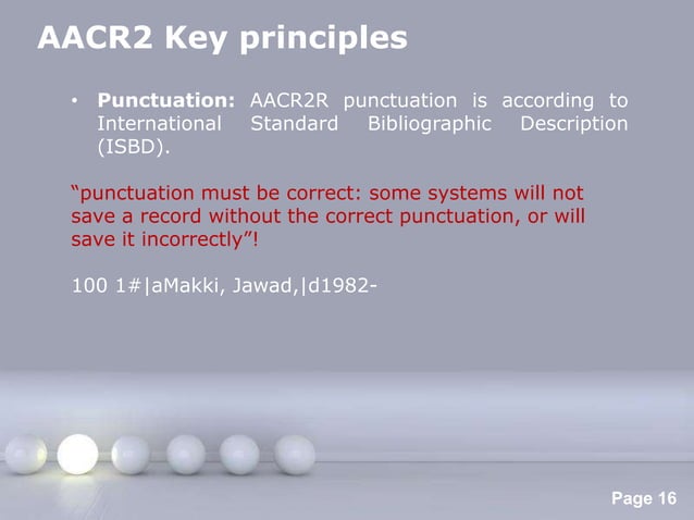 Anglo American Cataloging Rules 2nd Ed. - AACR2 | PPTX