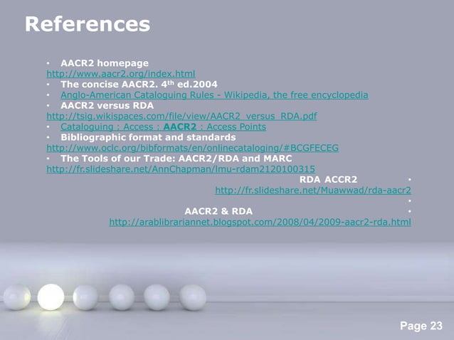 Anglo American Cataloging Rules 2nd Ed. - AACR2 | PPTX