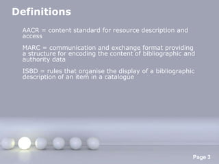 Anglo American Cataloging Rules 2nd Ed. - AACR2 | PPTX