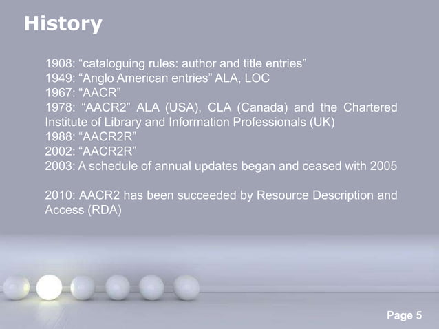 Anglo American Cataloging Rules 2nd Ed. - AACR2 | PPTX