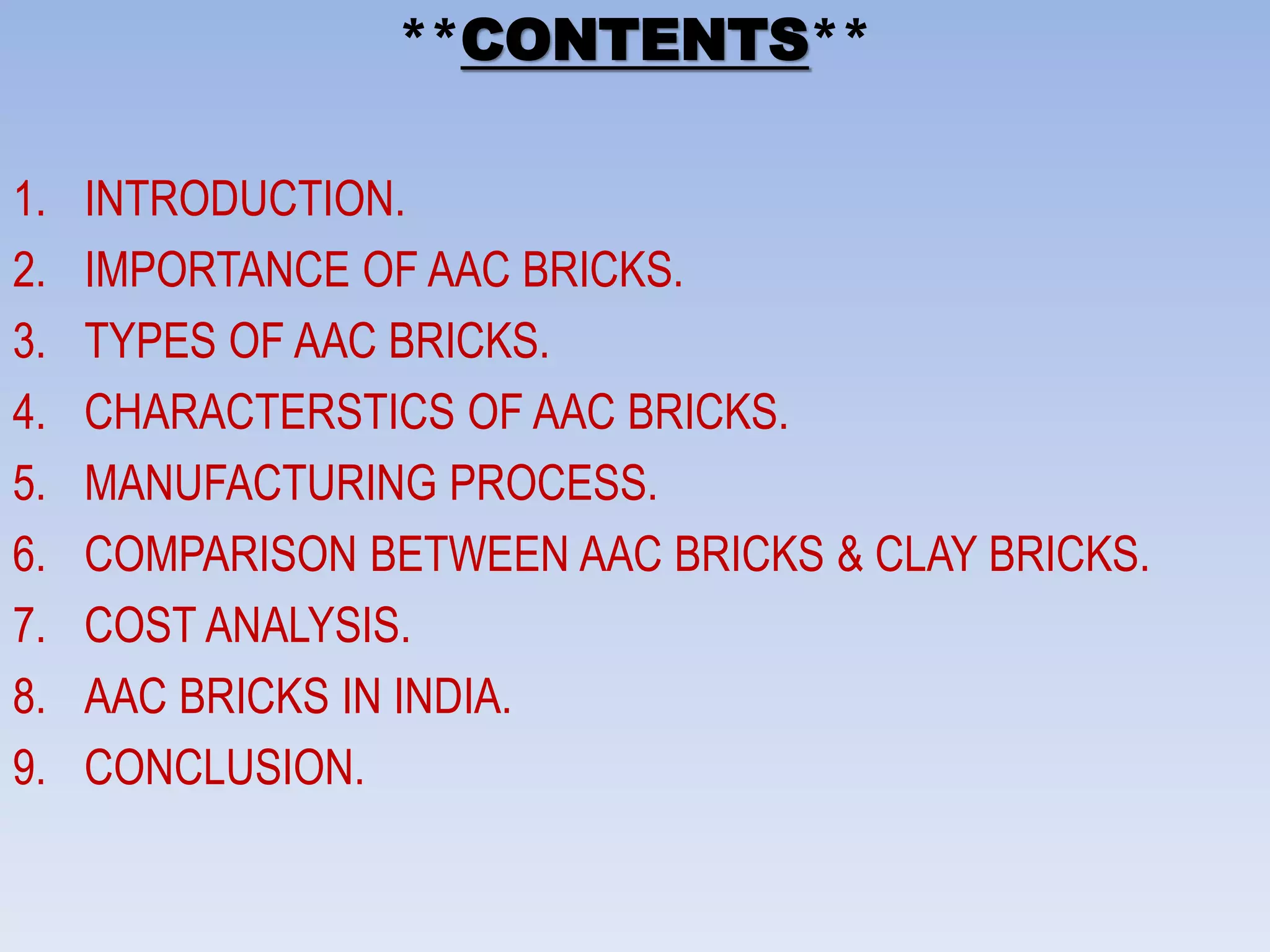 Auto-Claved concrete bricks(AAC) seminar ppt. | PPTX