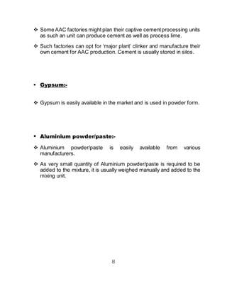 Autoclaved Aerated Concrete Bricks (AAC) Seminar Report. | DOCX