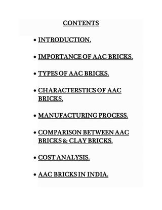 Autoclaved Aerated Concrete Bricks (AAC) Seminar Report. | DOCX