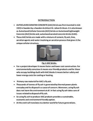 Autoclaved Aerated Concrete Bricks (AAC) Seminar Report. | DOCX