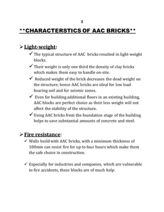 Autoclaved Aerated Concrete Bricks (AAC) Seminar Report. | DOCX