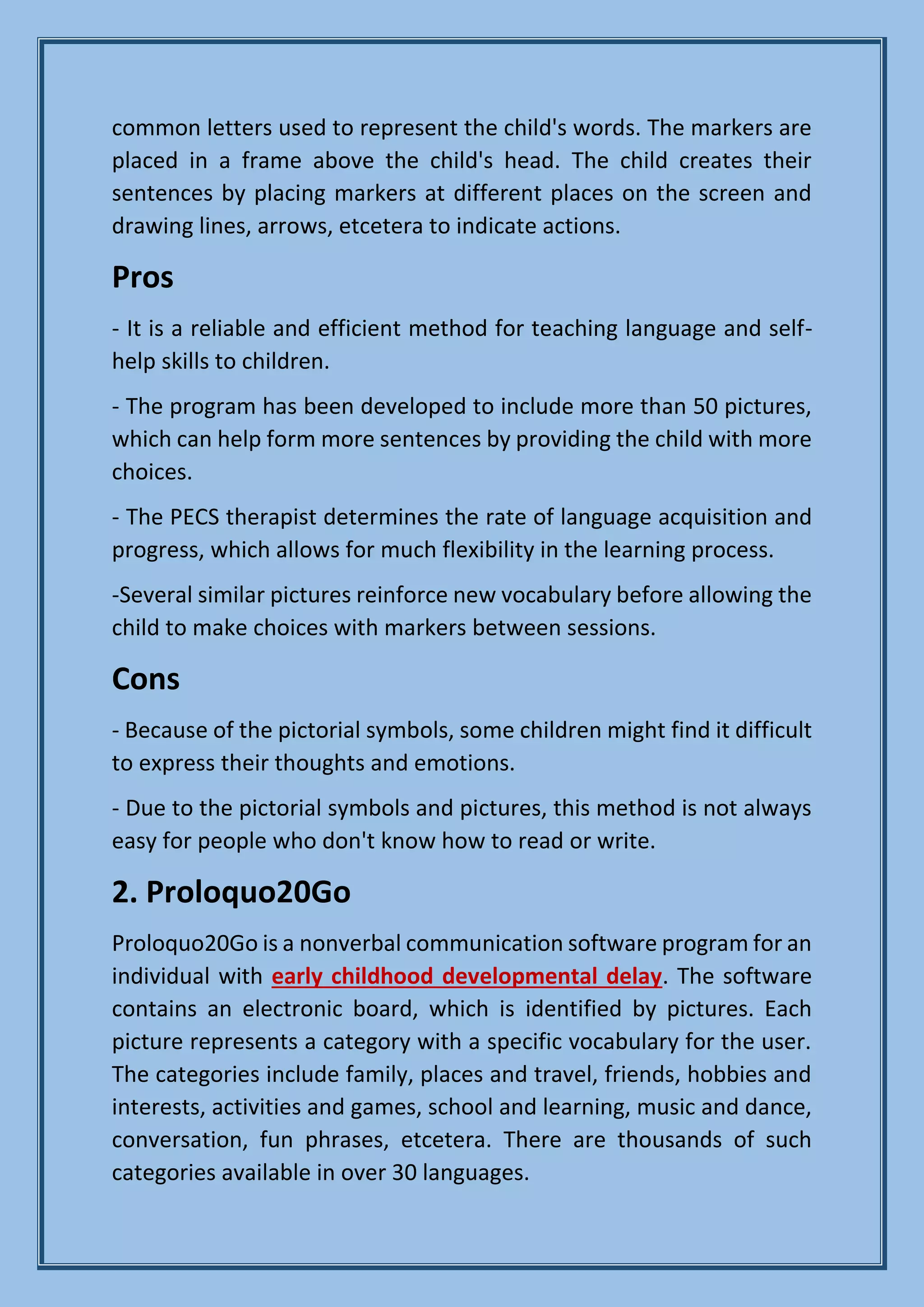 AACs: PECS versus Proloquo2GO | DOCX