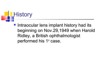 Optical rehabilitation or Correction of Aphakia | PPT