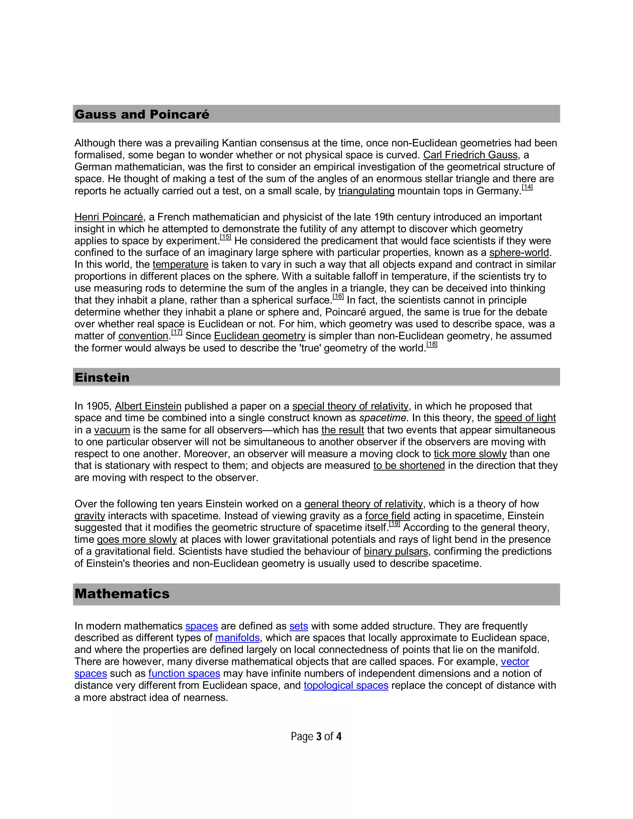 Classifications of Space | PDF