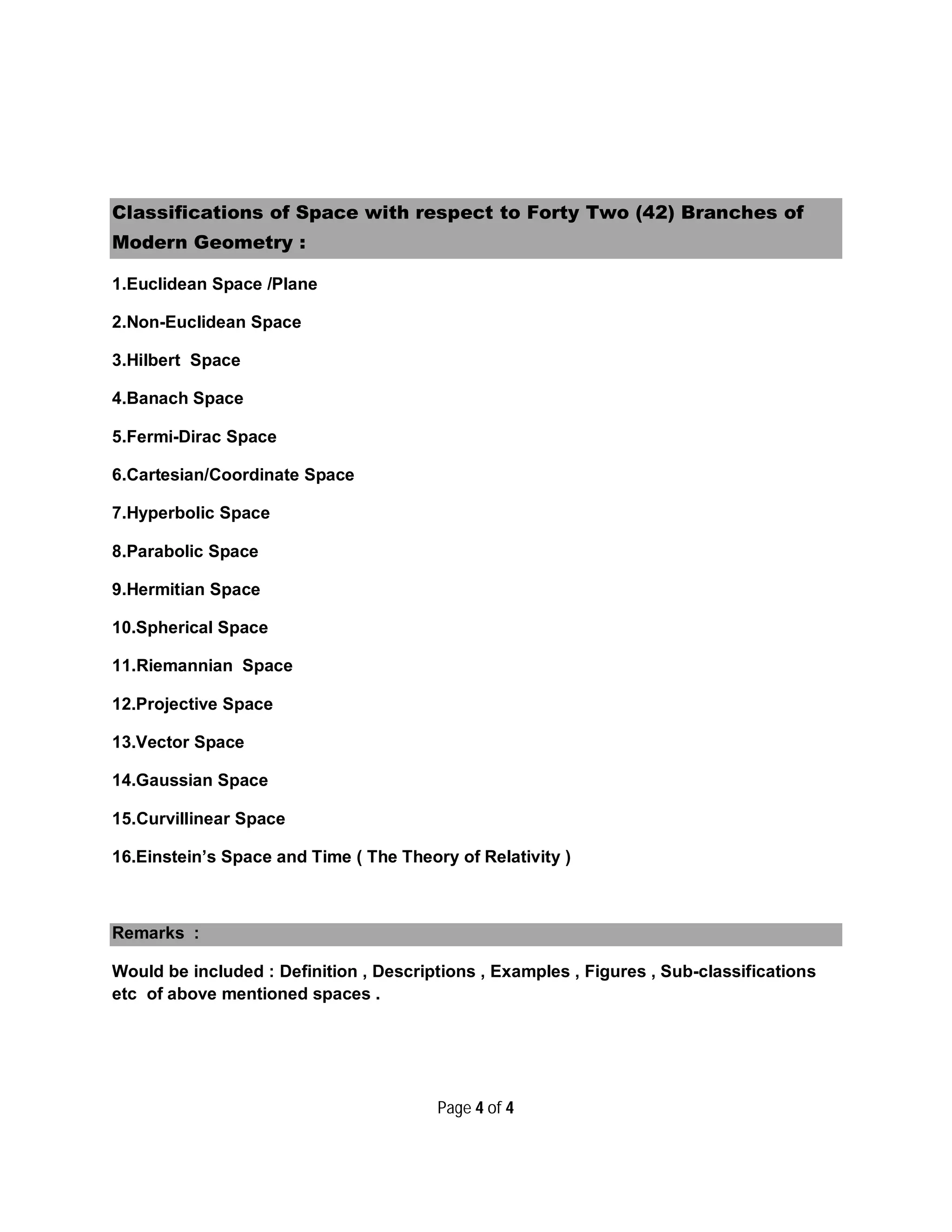 Classifications of Space | PDF