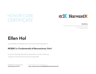 Certificate Neuroscience - HarvardX | PDF