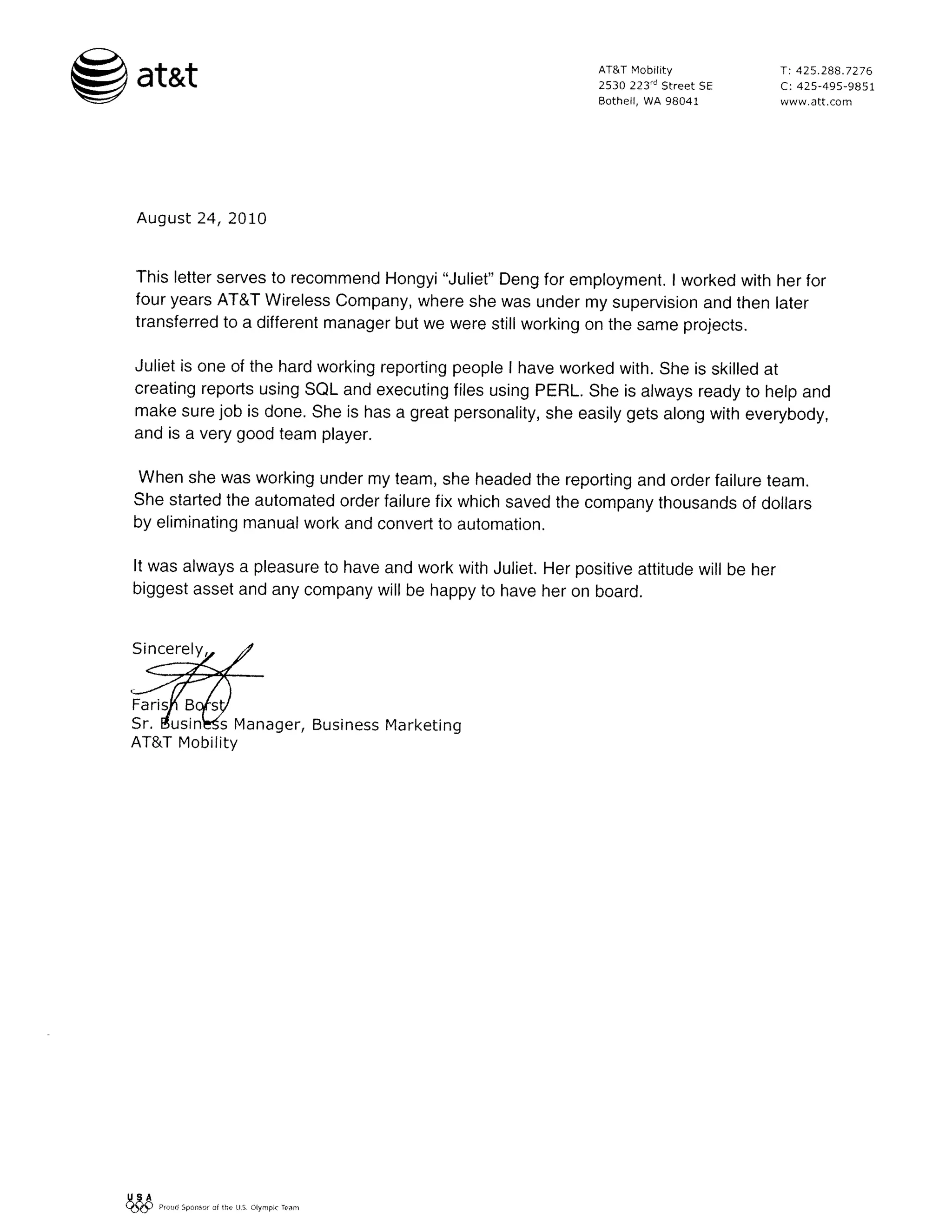 AT&T Recommendation from Fayee | PDF