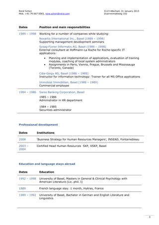 CV René Schori 2015 engl | PDF | Human Resources | Business