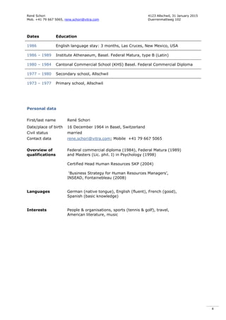 CV René Schori 2015 engl | PDF