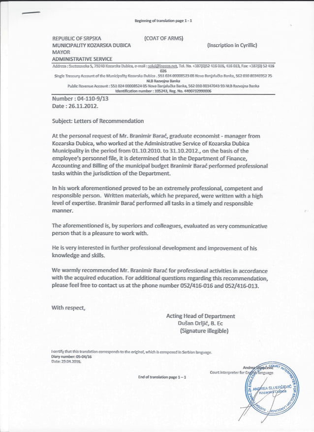Letter of recommendation Municipality | PDF