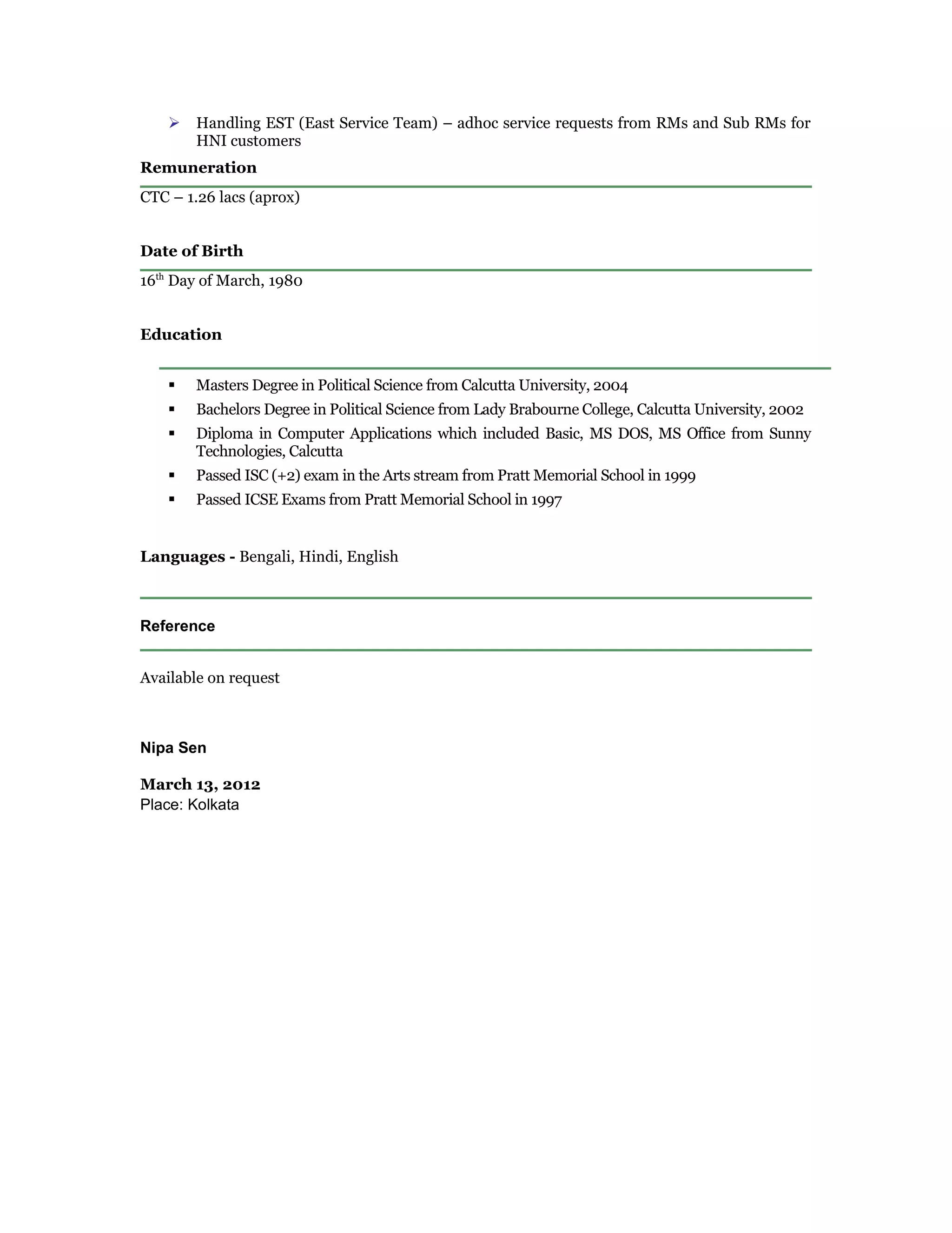 Nipa cv file | PDF