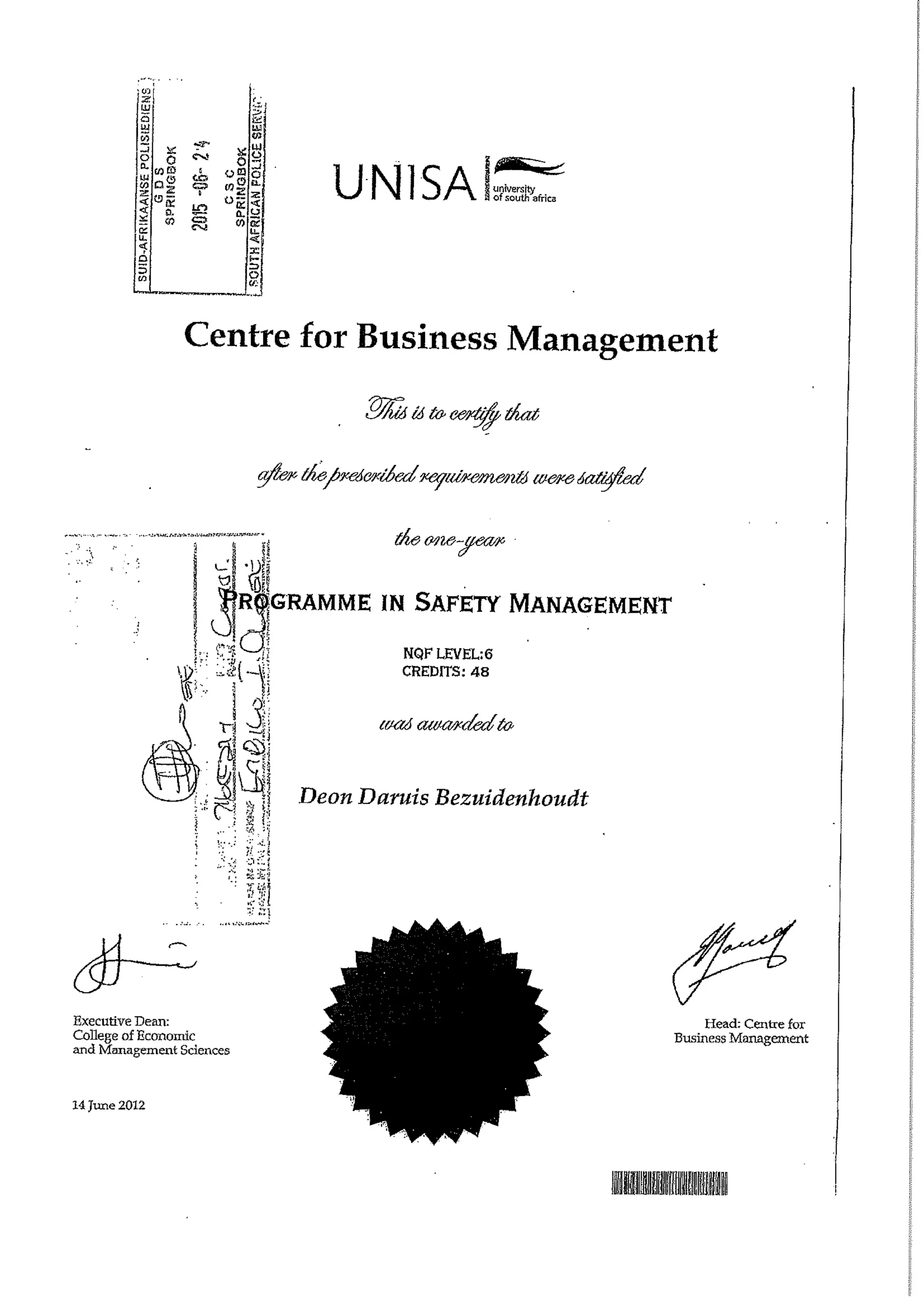 Programme in Safety Management | PDF