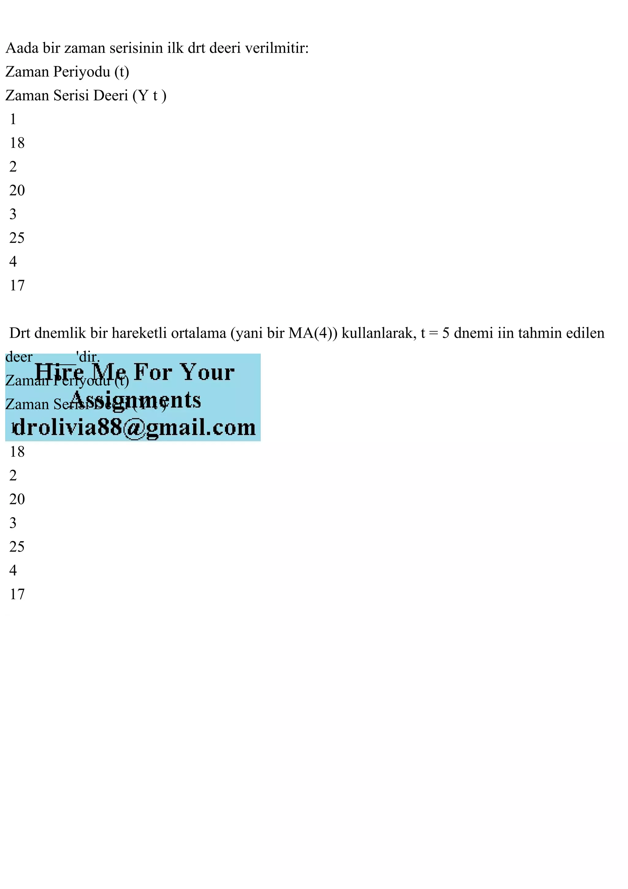 Aada bir zaman serisinin ilk d rt deeri verilmitir Zaman Periyodu.pdf