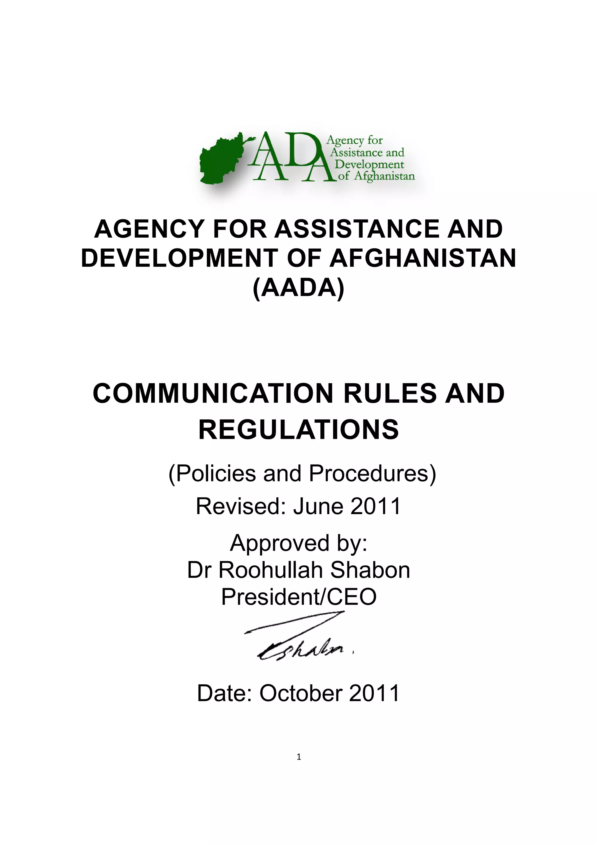 Aada communication rules and_regulations final oct 11_rs | PPT