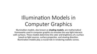 Illumination Models in Computer Graphics | PPTX